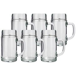 Bierkrug ST&Ouml;LZLE "Ma&szlig;krug STYRIA 1000 ml 6er Set transparent", bunt (transparent), 6 tlg., Glas, Trinkgef&auml;&szlig;e