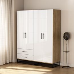 Kleiderschrank OTTO HOME "Luca Kommode Schrank Schlafzimmer", wei&szlig;, B:160cm H:200cm T:52cm, FSC-zertifizierter Holzwerkstoff, Schr&auml;nke, Kleiderschrank, Schlafzimmerschrank mit 4 T&uuml;ren und 2 Schubladen, Breite 160cm