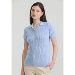 Poloshirt FELIX HARDY "Polo Shirt Kurzarm", Damen, Gr. L, blau, 100% Baumwolle, Shirts