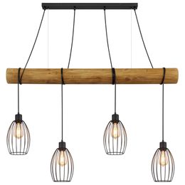 NOWA H&auml;ngeleuchte "BERTI", schwarz matt, 4, &Oslash; 16cm H: 150cm, 1 Stk., Leuchten, H&auml;ngeleuchte mit Holzbalken, rustikal-modern & individuell, H&auml;ngeleuchte