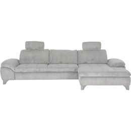 Ecksofa DIE PLANBAR "MP-IN14007, Breite 306 & 318 cm w&auml;hlbar", cord grau, B:318cm H:84cm T:180cm, 100% Polyester, Sofas, Ecksofa, wahlweise mit Bettfunktion und verstellbaren Kopfst&uuml;tzen