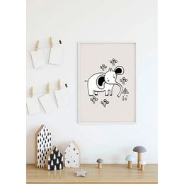 Bild Komar "Scribble Elephant", bunt (farbe bild(er): bunt), B:40cm H:50cm, Holz, Papier, Bilder, Bild, Wandbild zur Dekoration - ohne Rahmen