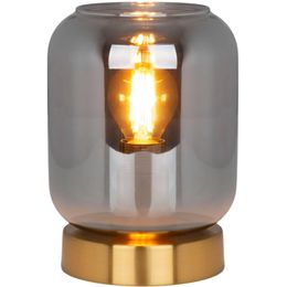 N&auml;ve N&Auml;VE Tischleuchte "Alessio", gold, 1, &Oslash; 12cm H: 17cm, 1 Stk., Leuchten, Rauchglas, exkl. 1 x E14, Zuleitung 160cm schwarz mit Schnurschalter, Tischleuchte