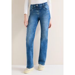 Bootcut-Jeans Cecil, Damen, Gr. 32, L&auml;nge 34, authentic used wash, Jeans, 78% Baumwolle, 20% wiederverwerteter Polyester, 2% Elasthan, unifarben, Basic, lang, Jeans, High Waist