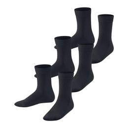 Socken Falke "Family", Herren, Gr. 23-26, blau (schwarzmarine), Baumwollmischung, unifarben, normal, Socken Socken, mit Baumwolle, atmungsaktiv
