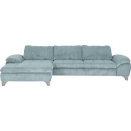 Ecksofa DIE PLANBAR "MP-IN14007", cord aqua, B:318cm H:84cm T:180cm, 100% Polyester, Sofas, Ecksofa, wahlweise mit Bettfunktion und verstellbaren Kopfst&uuml;tzen