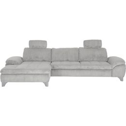 Ecksofa DIE PLANBAR "MP-IN14007", cord grau, B:318cm H:84cm T:180cm, 100% Polyester, Sofas, Ecksofa, wahlweise mit Bettfunktion und verstellbaren Kopfst&uuml;tzen