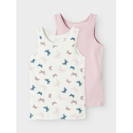 Unterhemd name it "NMFTANK TOP 2P JET STREAM BUTTERFLY NOOS", M&auml;dchen, Gr. 86, 2 Stk., N-Gr, gr&uuml;n (jet stream), Jersey, Obermaterial: 95% Baumwolle, 5% Elasthan, bedruckt, normal, Rundhals, Unterhemden Unterhemd