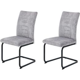 Freischwinger Hela "GELA", vintage silber, schwarz, vintage silber, B:49cm H:98cm T:61cm, Metall, Polyester, Stoff, St&uuml;hle, Freischwinger, Freischwinger XL, Wellenfederung, Komfortsitz, Vintage Optik
