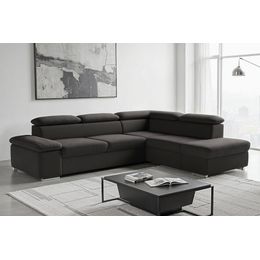 Sit & More Ecksofa SIT & MORE "Valantine L-Form, B: 272 cm", schwarz, B:272cm H:73cm T:226cm, 100% Polyester;Luxus-Kunstleder/Struktur (88% Polyester, 12% Polyamid), Sofas, Ecksofa, mit Arm- & Kopfteilverstellung, optional mit Bettfunktion
