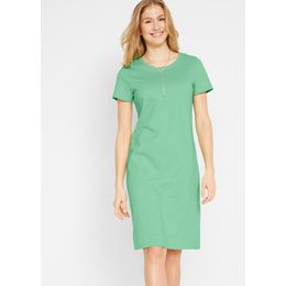 Jerseykleid bonprix, Damen, Gr. 44/46 (L), N-Gr, gr&uuml;n (mint, schwarz), Jersey, Obermaterial: 100% Baumwolle, unifarben, bequem knielang, Rundhals, gerader Abschluss, Kleider Jerseykleid, casual Stil, im 2er-Pack, aus Baumwolle, bequeme Passform