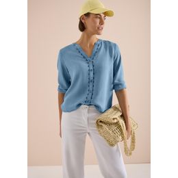 Jeansbluse Cecil, Damen, Gr. XXL (46), blau (light blau wash), Jeans, 100% Lyocell, unifarben, normal normal, V-Ausschnitt, abgesteppt, Blusen Jeansbluse, mit 3/4 &Auml;rmeln