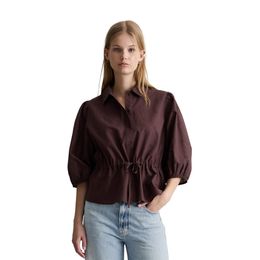 Marc O'Polo Kurzarmbluse MARC O'POLO DENIM "aus reiner Bio-Baumwolle", Damen, Gr. L, braun (burnt aubergine), Obermaterial: 100% Baumwolle, unifarben, regular fit normal, Blusen