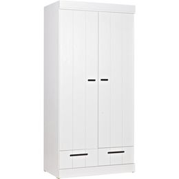 Kleiderschrank Woood "Connect Kiefer massiv FSC Korpus Schiebet&uuml;ren Schubladen", wei&szlig;, B:94cm H:195cm T:53cm, FSC-zertifizierter Holzwerkstoff, Schr&auml;nke, Kleiderschrank, Stapelbar kombinierbar, Metall Schubladenf&uuml;hrung