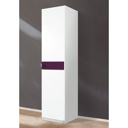 Kleiderschrank Priess "Dreht&uuml;renschrank Kleiderschrank Schrank Schlafzimmerschrank Madrid", wei&szlig; (wei&szlig;, brombeerglas), B:48cm H:193cm T:54cm, Holzwerkstoff, Schr&auml;nke, Kleiderschrank, mit farbiger Glasauflage, erweiterbar mit Schrankaufsatz Madrid