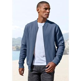 Sweatjacke John Devin "aus Struktur-Qualit&auml;t", Herren, Gr. L (52/54), blau, Obermaterial: 83% Baumwolle, 16% Polyester, 1% Elasthan, unifarben, relaxed fit, Rundhals, Rippb&uuml;ndchen, Sweatjacken Sweatjacke, aus Struktur-Qualit&auml;t