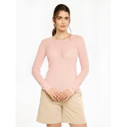 Kurzarmhemd LIBERT&Eacute; ESSENTIEL "Libert&eacute; Essentiel T-shirt MESH", Damen, Gr. L, Normalgr&ouml;&szlig;en, rose, Obermaterial: 95% Polyester - PES, 5% Elasthan, Hemden
