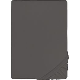 Spannbettlaken Biberna "Conny", grau (dunkelgrau), 1 Stk., Jersey-Elasthan, 140-160x200-220 40cm, Jersey-Elasthan, Obermaterial: 95% Baumwolle, 5% Elasthan, Bettlaken, Spannbettlaken, hochwertiges Jersey-Elasthan geeignet f&uuml;r Wasser- und Boxspringbetten