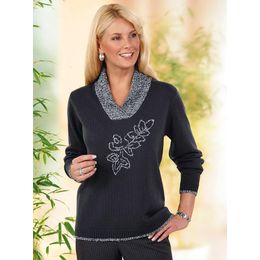 Strickpullover Classic Basics "Pullover", Damen, Gr. 40, grau (anthrazit), 93% Polyacryl, 5% Polyester, 2% Lurex, unifarben, figurumspielend, Pullover Strickpullover
