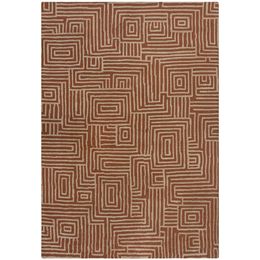 Teppich FLAIR RUGS "Kylo", terrakotta, B:120cm H:12mm L:170cm, Kunstfaser, Teppiche, Teppich, Hoch-niedriger Flor in Wolle-Optik