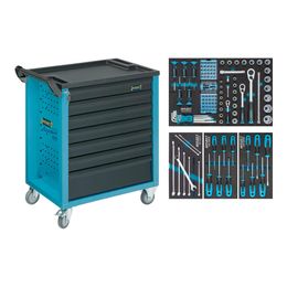 Hazet Werkstattwagen Assistent mit Sortiment 177-7/120 Schubladen flach: 6 x 80 x 527 x 348 mm Schubladen hoch: 1 x 165 x 527 x 348 mm Anzahl Werkzeug)