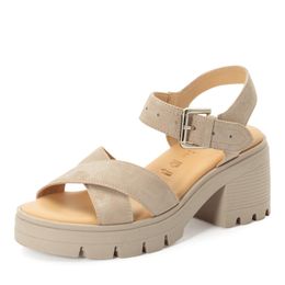 Sandalette Tamaris, Damen, Gr. 40, taupe, Ziegenveloursleder, unifarben, Basic, Schuhe Sandalette, Riemchensandale, Sommerschuh mit Touch it-Ausstattung