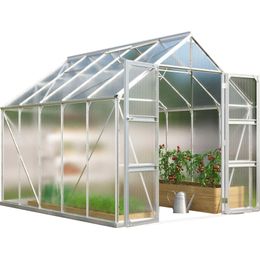Gew&auml;chshaus Vitavia "Domus 8300", silber (silberfarben), B:257cm H:253,9cm T:325cm, Gew&auml;chsh&auml;user, mit Doppelschwingt&uuml;ren und bodentiefer T&uuml;rschwelle, 6 mm Hohlkammer