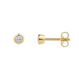 Paar Ohrstecker Firetti "Schmuck Geschenk Silber 925 Ohrschmuck Ohrringe Solit&auml;r Lab Grown", gelbgoldfarben, Ohrringe, Damen, 4mm, 0,2 SI = kleine Einschl&uuml;sse, Diamanten Silber 925 (Sterlingsilber), Diamanten, Silber 925 (Sterlingsilber), mit Brillanten