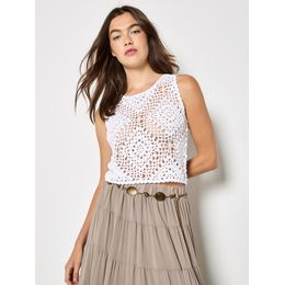 Crop-Top Apricot "Top" Gr. 36, wei&szlig;, Tops, Damen, S (36), Strick, Obermaterial: 100% Polyacryl PAN., gemustert, mit H&auml;keldetails