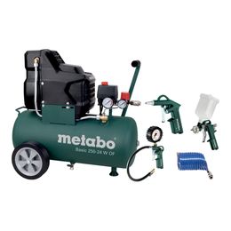 Metabo Kompressor Basic 250-24 W OF Set mit Druckluft-Werkzeugset LPZ 4 Set (690865000)