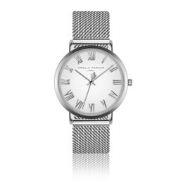 Quarzuhr AMELIA PARKER "AB7-B018S", silber, Armbanduhren, Damen, Quarzuhr