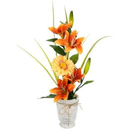 Kunstblume I.GE.A. "Gesteck aus Lilie und Gerbera", orange, B:20cm H:60cm L:20cm, Polyester, Kunstpflanzen