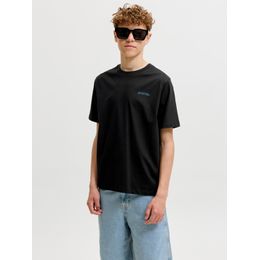 Jack & Jones T-Shirt JACK & JONES JUNIOR "JJLEMON TEE SS CREW NECK JNR", Jungen, Gr. 128, schwarz, Single Jersey, Obermaterial: 100% Baumwolle, bedruckt, regular fit normal, Rundhals, Shirts T-Shirt, mit Logoprint