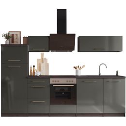 K&uuml;che respekta "Amanda", grau (k&uuml;che: grau, front: grau, korpus: eiche grau nachbildung, arbeitsplatte: eiche grau nachbildung), B:280cm H:200cm T:60cm, Komplettk&uuml;chen-Sets, Breite 280 cm, mit Soft-Close, in exklusiver Konfiguration f&uuml;r OTTO