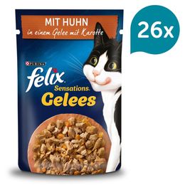 FELIX Sensations Gelees mit Huhn & Karotte Katzen-Nassfutter Alleinfuttermittel 26x85g