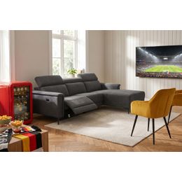 Ecksofa OTTO HOME "LUND, L-Form, 261cm, man. o. elektr. Relaxfunktion (mit USB-A)", grau (anthrazit), B:261cm H:97cm T:179cm, Webstoff 100% Polyester, Sofas, Ecksofa, und Kopfteilverstellung