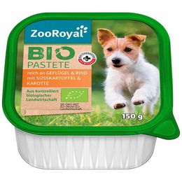 ZooRoyal Bio Pastete Gefl&uuml;gel & Rind mit S&uuml;&szlig;kartoffel & Karotte Hunde-Nassfutter Bio 11x150g