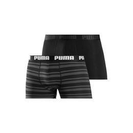Boxershorts Puma "Puma MEN EVERYDAY PLACED LOGO BOXERS", Herren, Gr. M, schwarz (schwarz, gestreift, schwarz, uni), Jersey, Obermaterial: 95% Baumwolle, 5% Elasthan, unifarben, normal, Unterhosen, mit Logo Webbund