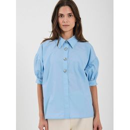 Blusentop NORR "NORR Shirt Mae", Damen, Gr. 34, light blau, Obermaterial: 65% Polyester, 35% Baumwolle, Blusen Blusentop