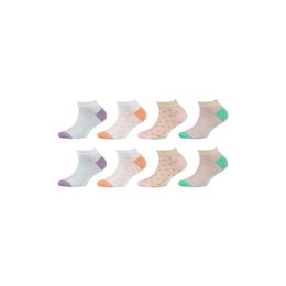Sneakersocken Camano "8er Pack", M&auml;dchen, Gr. 31-34, wei&szlig; (wei&szlig; mix), 75% Baumwolle, 24% Polyamid, 1% Elasthan, gestreift, Socken Sneakersocken