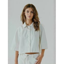 Blusentop NORR "NORR Shirt Kenzina", Damen, Gr. 36, wei&szlig; wash, Obermaterial: 100% Baumwolle, Blusen Blusentop