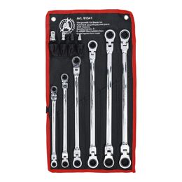 BGS DIY Doppel-Ratschen-Gelenkschl&uuml;ssel-Satz aus Chrom-Vanadium-Stahl mit umschaltbarer Ratschenfunktion und Gelenkkopf, Schl&uuml;sselweite 8 -19 mm, im Kunststoffkoffer (91541)