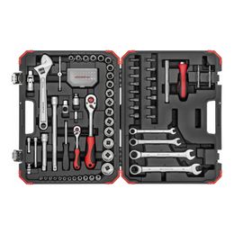 Gedore RED Steckschl&uuml;sselsatz, Set 97tlg, 1/2 1/4 Zoll Antrieb, Adapter Werkzeug, Knarre N&uuml;sse Bithalter Bits, R46003097 (3300186)