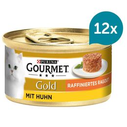Gourmet Gold Raffiniertes Ragout mit Huhn Katzen-Nassfutter hoher Fleischanteil 12x85g