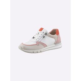 Sneaker Caprice, Damen, Gr. 37, orange (wei&szlig;, orange), Glattleder, Veloursleder, Schuhe Sneaker