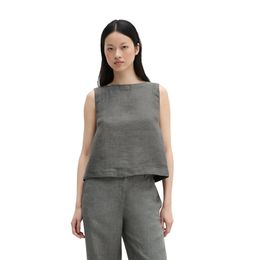 Marc O'Polo Blusentop MARC O'POLO "mit Bindeb&auml;ndern im R&uuml;cken", Damen, Gr. 36, slate grau melange, Obermaterial: 100% Leinen, unifarben, regular fit normal, U-Boot-Ausschnitt, Blusen Blusentop