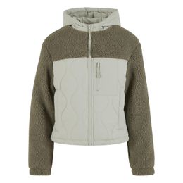 Allwetterjacke Urban Classics "Urban Classics Ladies Sherpa Crinkle Nylon Mix Jacket", Damen, Gr. 4XL, palegr&uuml;n, stonegr&uuml;n, 100% Polyester, unifarben, normal, amerikanischer Ausschnitt, Jacken