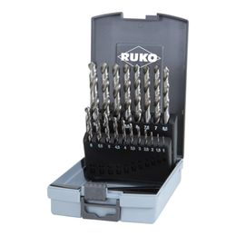 Ruko Spiralbohrersatz DIN 338 Typ VA HSSE Co 5 in Kunststoffkassette (ABS) 19-teilig (215214ZRO)