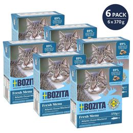 Bozita Tetra H&auml;ppchen in Gelee mit Makrele Katzen-Nassfutter ohne Getreide und Zucker 6x370g