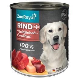 ZooRoyal Rind + Multifleischcocktail Hunde-Nassfutter ohne Zuckerzusatz 800g